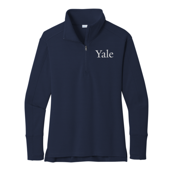 Womens Yale Wordmark 1/4 Zip — Yale Bulldog Blue by Campus Customs