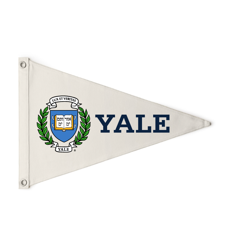 Full Color Yale Crest Pennant — Yale Bulldog Blue by Campus Customs