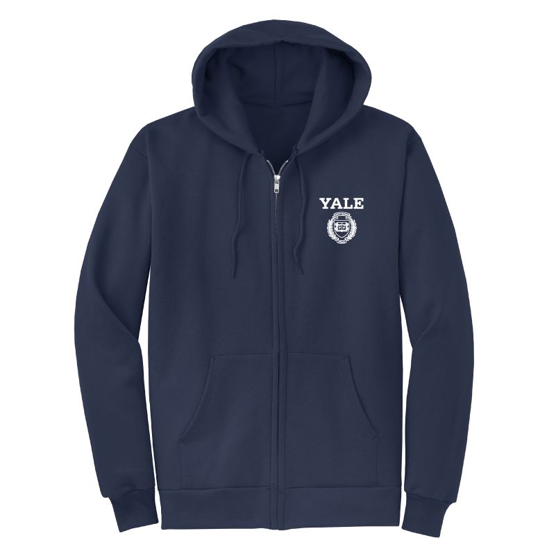Yale Crest Full Zip Hoodie — Yale Bulldog Blue by Campus Customs